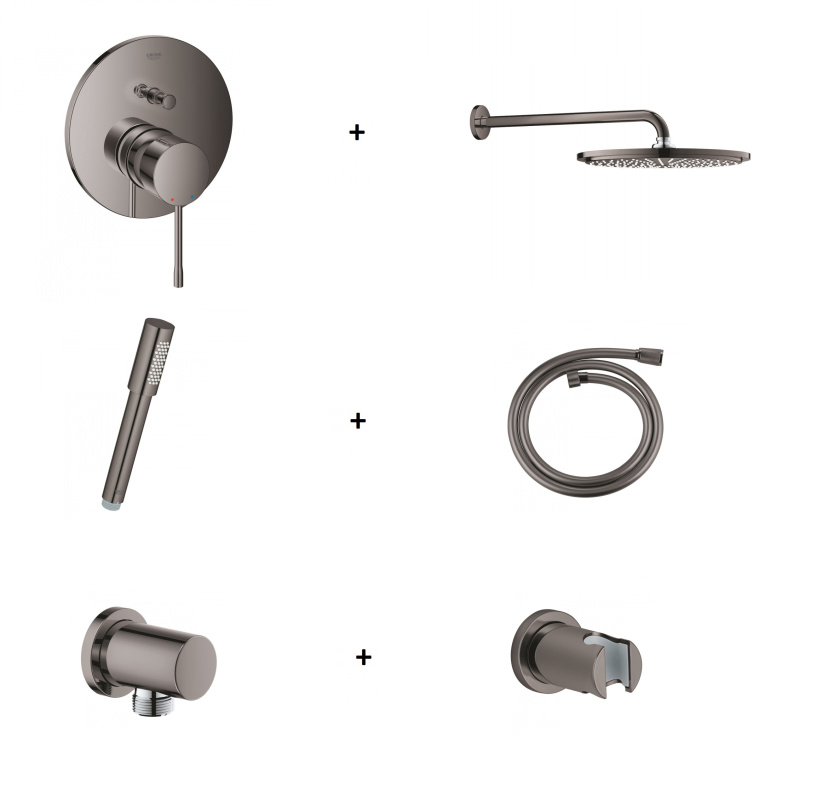 Grohe Essence Zestaw prysznicowy podtynkowy z deszczownicą hard graphite GROHEESSZPA01 ...
